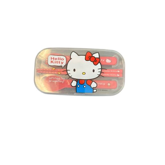 Hello Kitty | Other | Hello Kitty Lunch Chopsticks Fork Spoon Trio ...